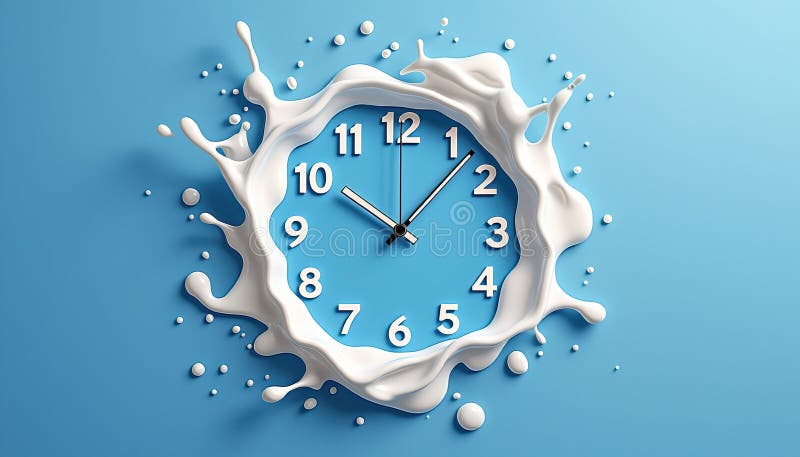 Surreal Melting Clock with Splash Effect in Blue Background Stock Image ...