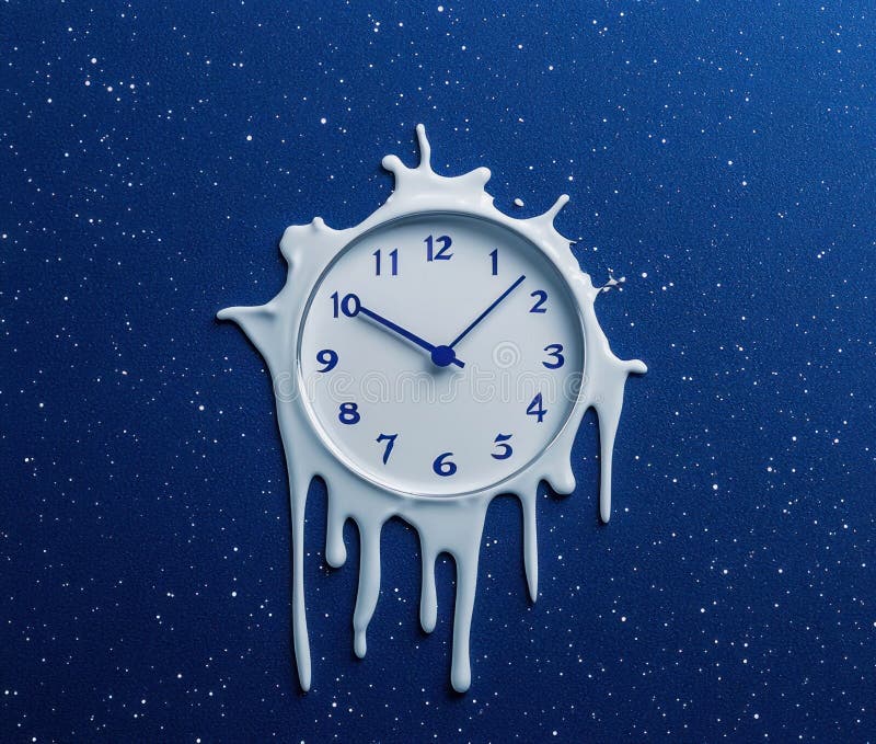 A Surreal Melting Clock with a Starry Night Background Conveys the ...