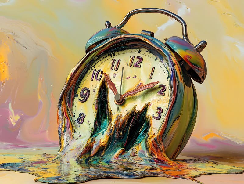 Surreal Melting Clock Symbolizing Distorted Time Perception Stock ...