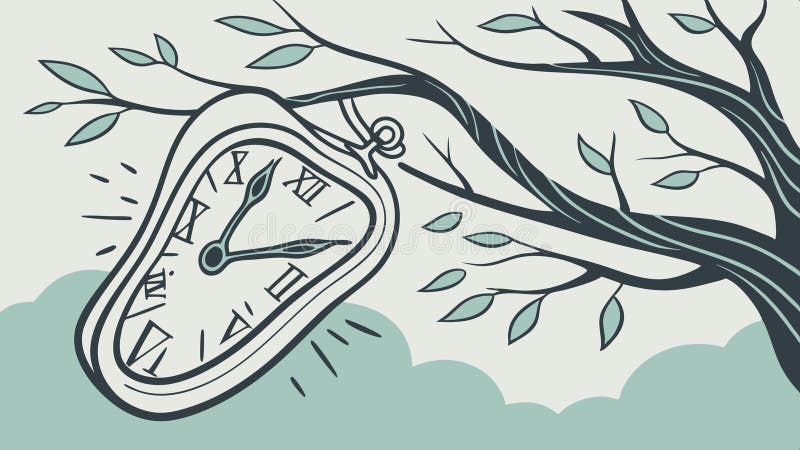 Surreal Melting Clock on Tree Branch, Time Distortion and Fluidity ...