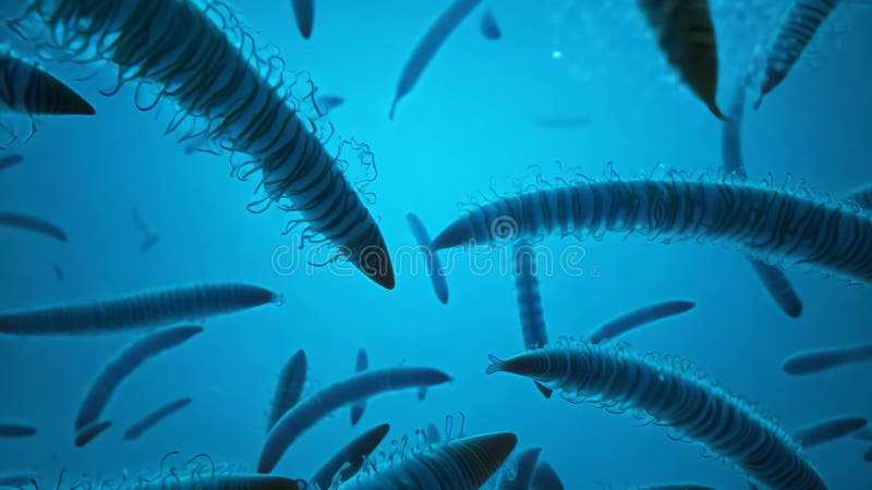 A Surreal Microscopic View of Translucent Alien-like Organisms Floating ...