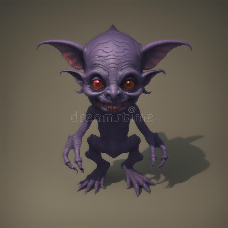 Surreal and Miniature Creepy Goblin Figurine. AI Generated 3D Stock ...