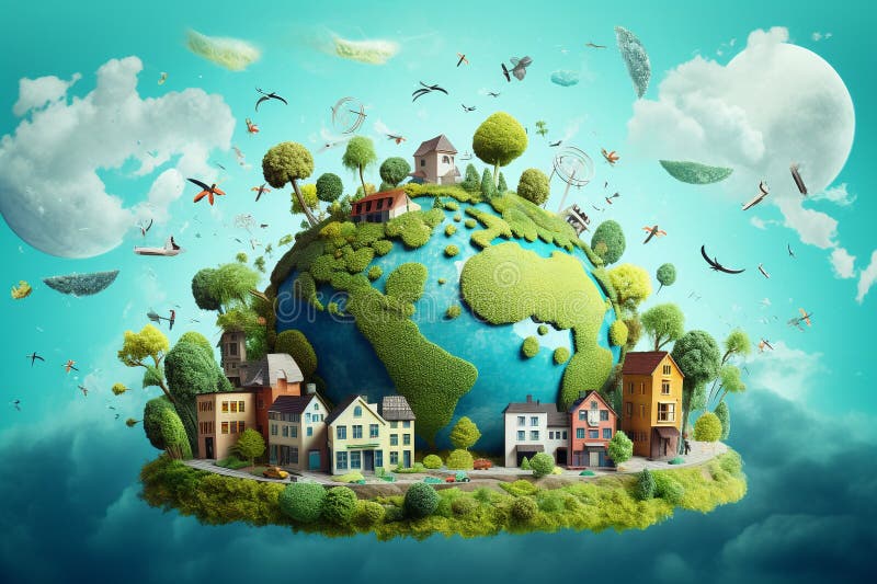 Surreal Miniature Earthscape Stock Illustration - Illustration of ...