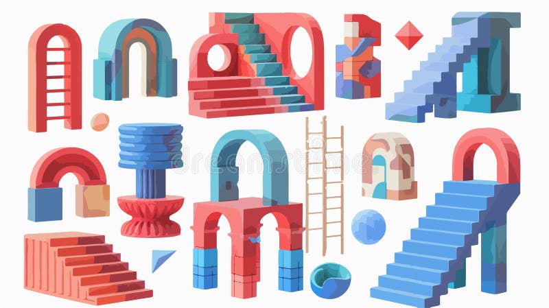 Surreal Minimal 3D Elements Set Abstract Shape Stock Vector ...