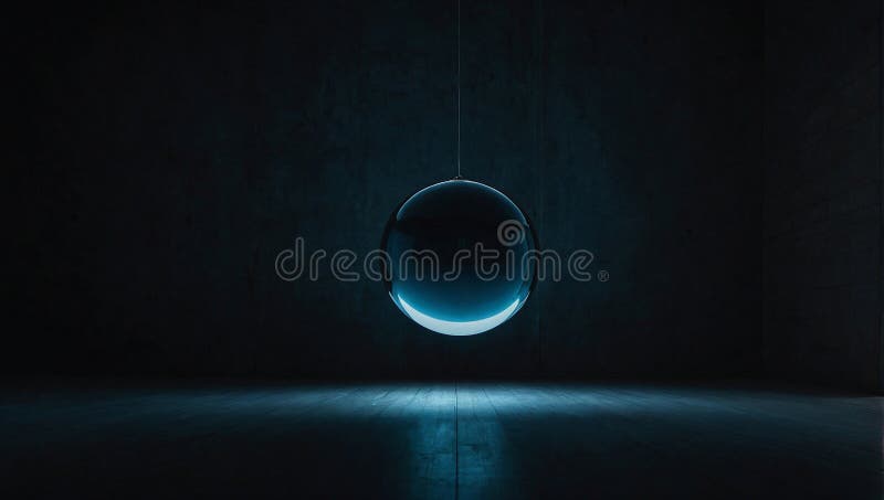 Surreal Minimalism. Single, Glowing Orb Floating in a Dark and Empty ...
