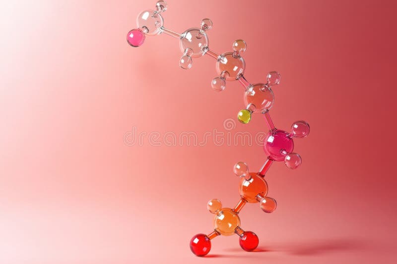 Surreal Minimalistic Molecular Structure on Gradient Pink Background ...