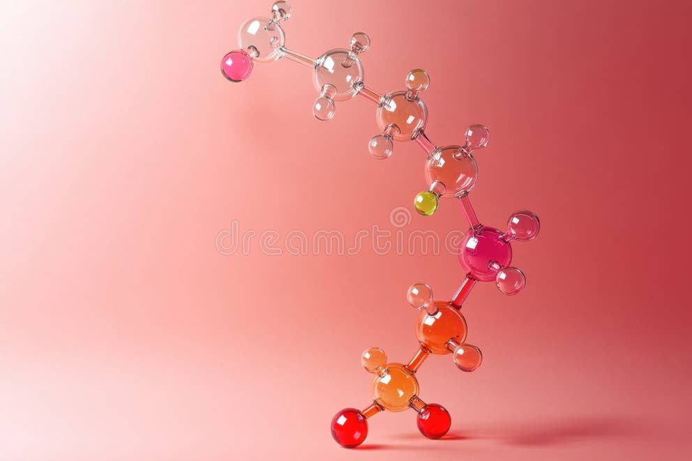 Surreal Minimalistic Molecular Structure on Gradient Pink Background ...