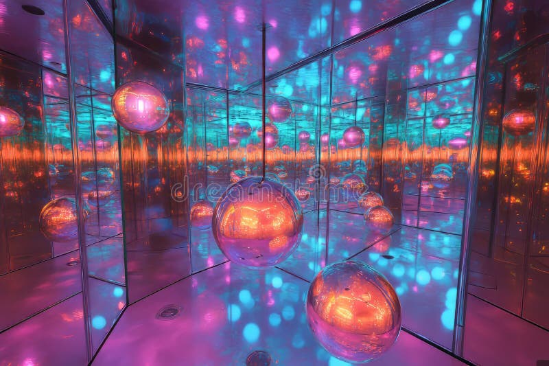 A Surreal Mirrored Infinity Room 3D Background Where Every Surface ...