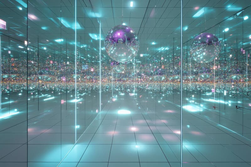 A Surreal Mirrored Infinity Room 3D Background Where Every Surface ...
