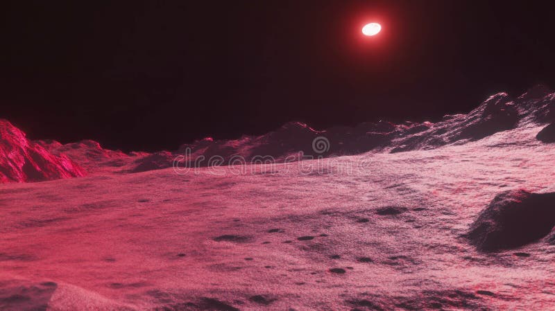 Surreal Moonlit Maroon Landscape with Chaotic Texture in Abstract Style ...