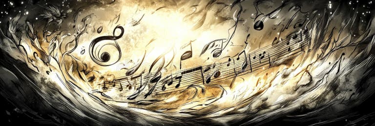 Surreal Musical Notes Emerging from a Mystical Vortex Stock ...