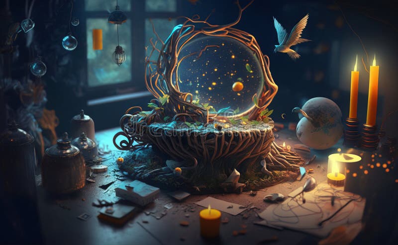 Surreal Mystical Fantasy Artwork. Generative AI Stock Illustration ...