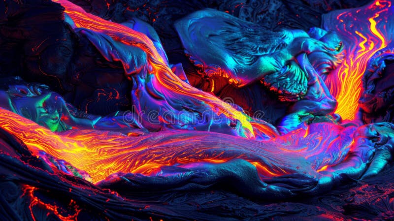 Surreal Neon Glowing Body Art Fusion. Stock Image - Image of figures ...