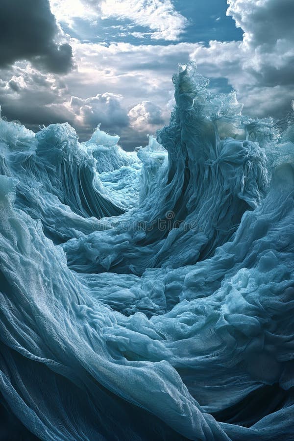 Surreal Ocean Waves Forming Majestic Ice-Like Structures Under Dramatic ...