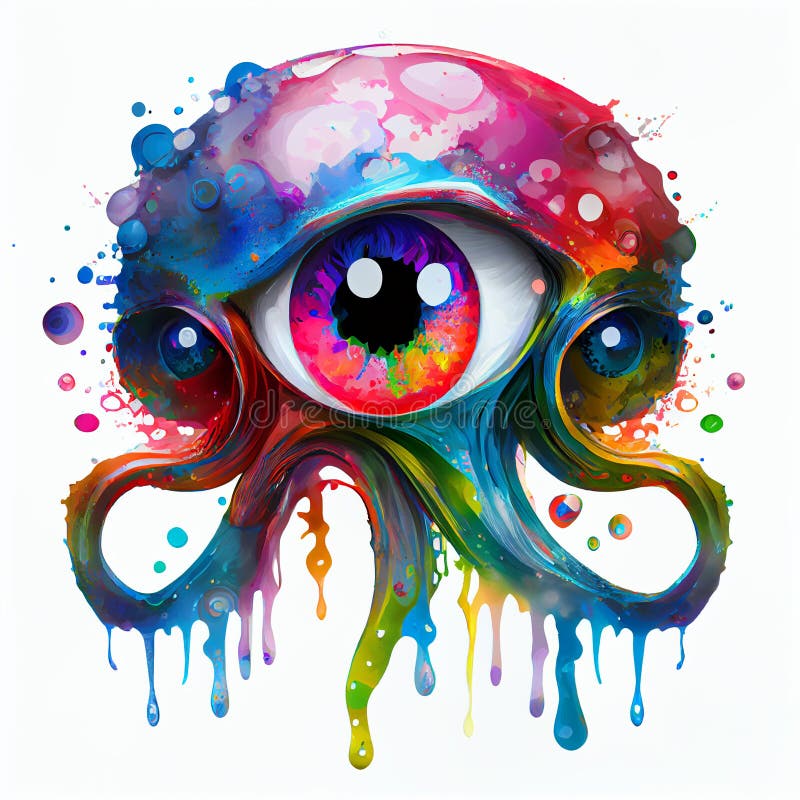 Surreal Octopus with One Eye. Generative AI Stock Illustration ...