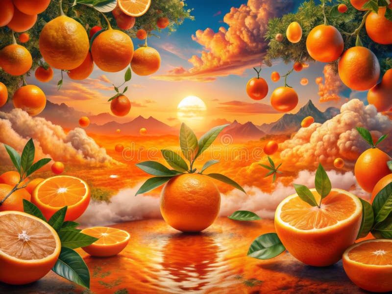 Surreal Orange Digital Collage a Vibrant Exploration of Imagination ...
