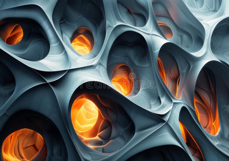 Surreal Organic 3D Structure with Blue and Orange Generated Using AI ...