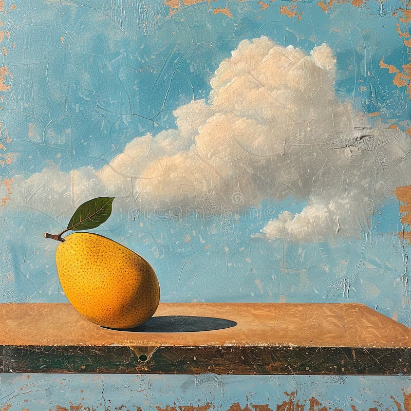 Surreal Painting of Mango Fruit Under a Cloud Stock Illustration ...