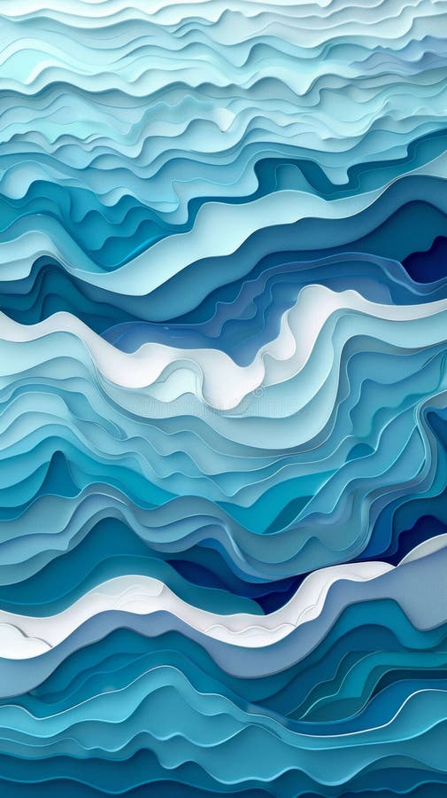 Surreal Paper Cut Waves in Gradient Hues. Generative Ai Stock ...
