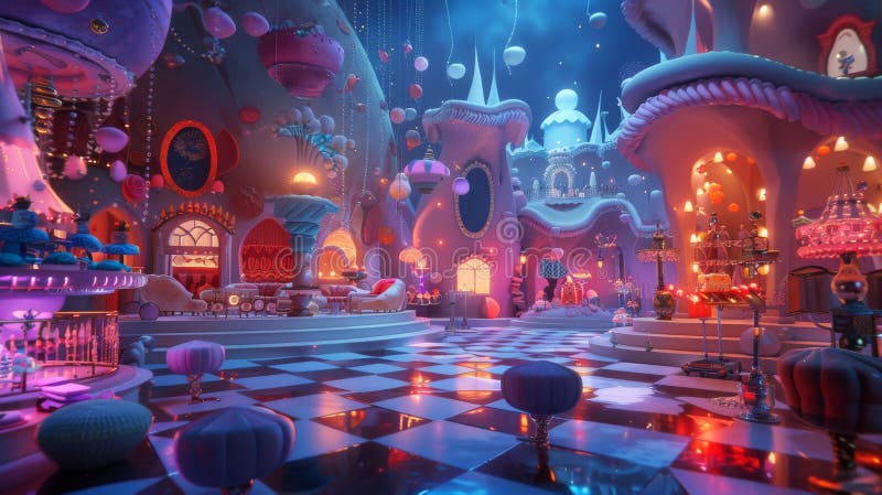 Surreal Party Scene with Whimsical Elements and Dreamlike Atmosphere ...