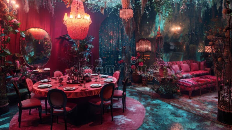 Surreal Party Setting Inspired by Surrealistic Art Movements Stock ...