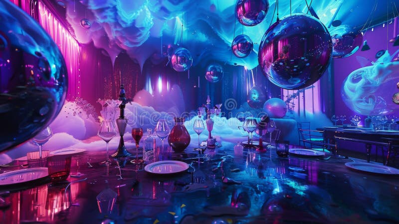 Surreal Party Setting Inspired by Surrealistic Art Movements Stock ...