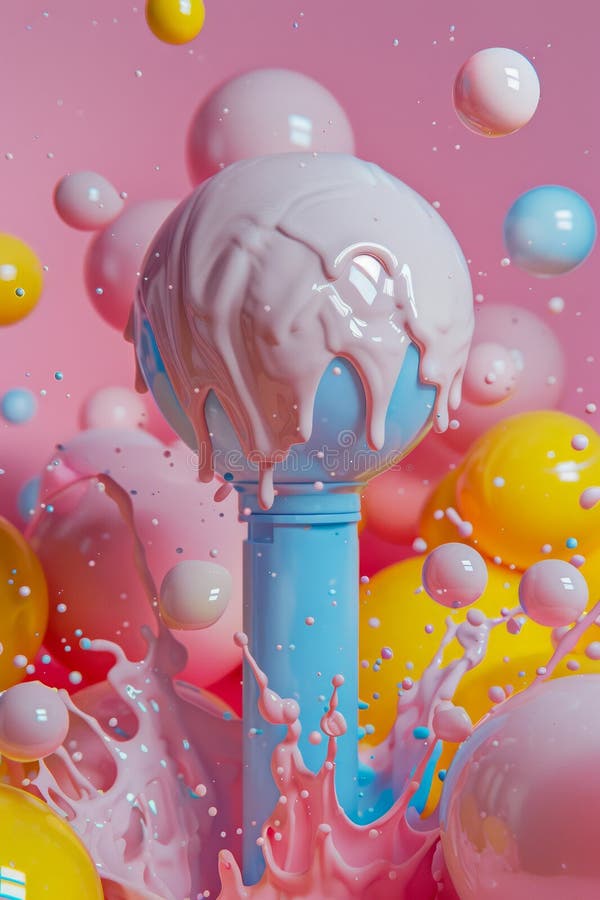Surreal Pastel Paint Dripping on Sphere with Floating Colorful Bubbles ... Surreal Pastel Paint Dripping on Sphere with Floating Colorful Bubbles ...