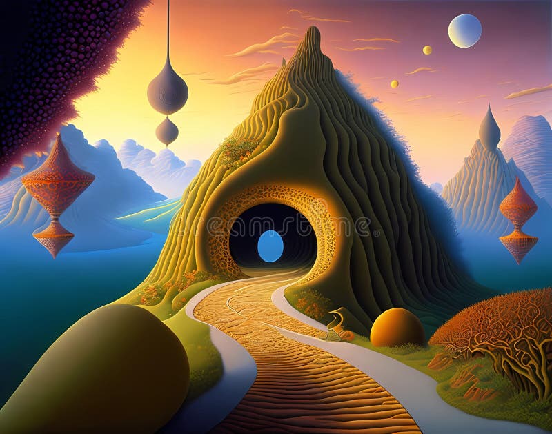 The Surreal Path - AI Generated Artwork Stock Illustration ...
