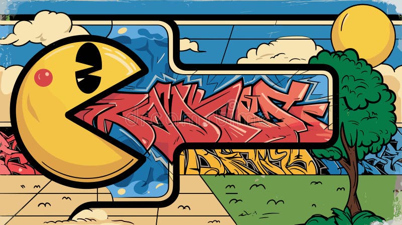 Surreal Pattern of Retro Gaming Elements and Graffiti Art Blending and ...