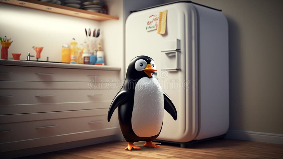 Surreal Penguin stock illustration. Illustration of refrigerator ...