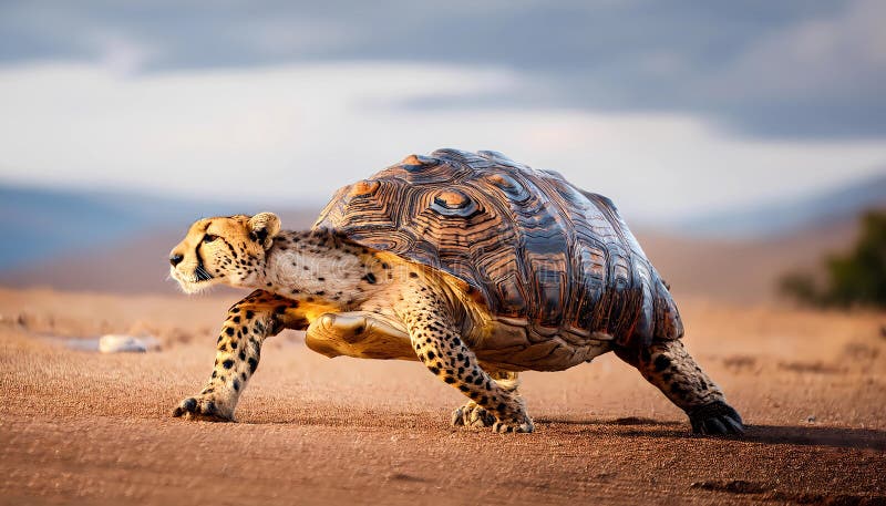 Surreal Photo Manipulation of a Mix of Turtle and Leopard Walking in ...