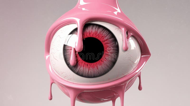 Surreal Pink Eye with Dripping Effect and Glossy Jelly Texture Stock ...