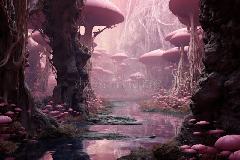 Surreal Pink Forest. Generate Ai Stock Image - Image of magic, autumn ...