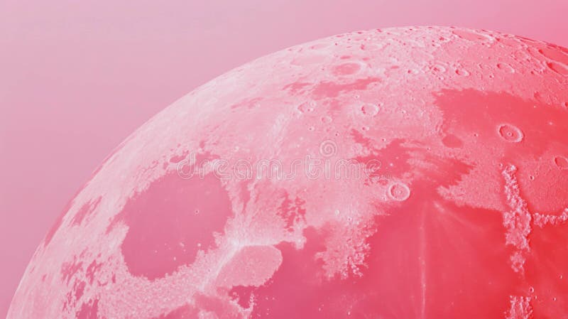 Surreal Pink Moon Surface with Textured Craters in Abstract Chaos Stock ...