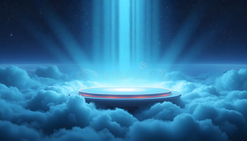 Mystical Platform Above the Clouds, Illuminated by Starlight Stock ...