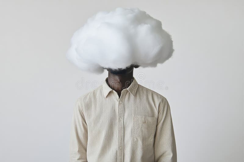Surreal Portrait of a Man with Cloud Head. Stock Illustration ...
