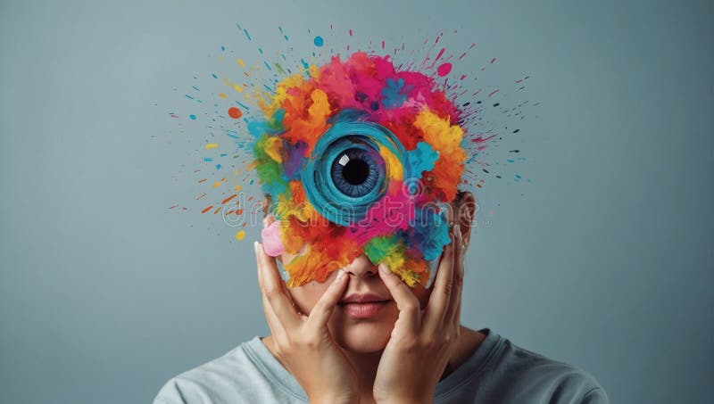 Surreal Portrait of Person with Exploding Colors and Giant Eye in ...