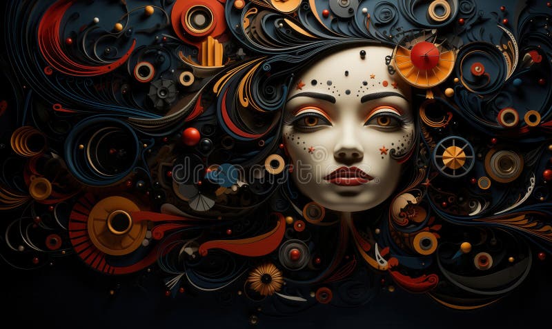 Surreal Portrait of Woman with Abstract Elements. Stock Image - Image ...