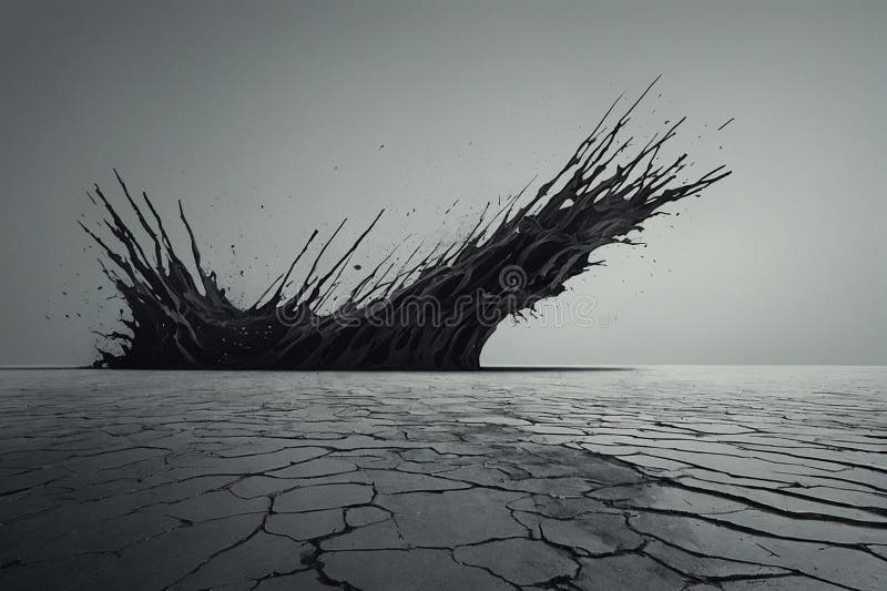 Surreal Powerful Ground Burst Explosion Splash Over Dried Cracked ...