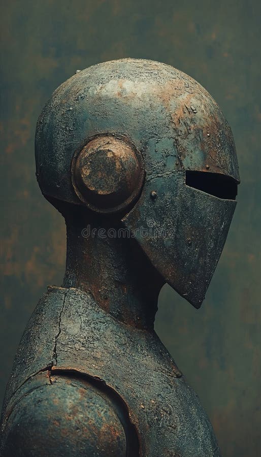Surreal Profile of Textured Metal Worker Helmet with Rust Stock ...