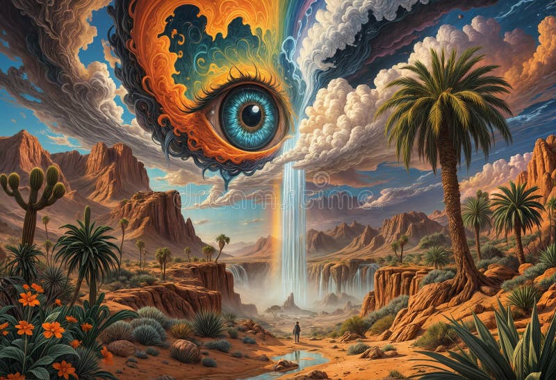 A Surreal, Psychedelic Desert Landscape with a Striking Visual ...
