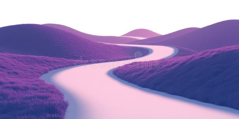 Surreal Purple Landscape with Winding Pathway Isolated on Transparent ...