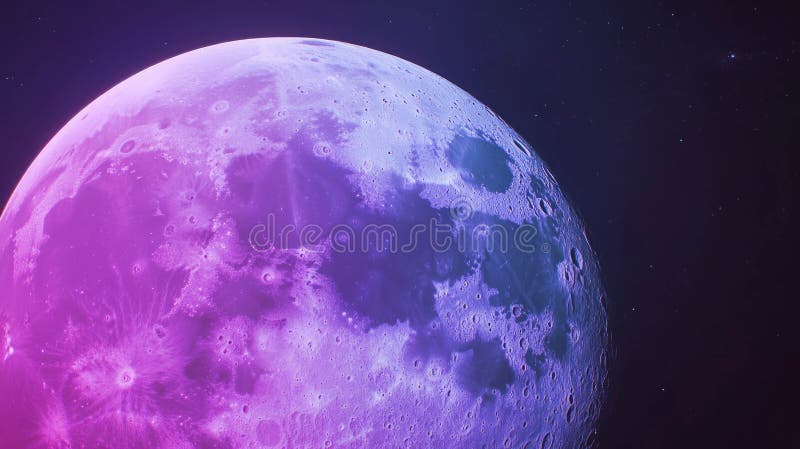 Surreal Purple Moon with Chaotic Texture in Deep Space Stock Image ...