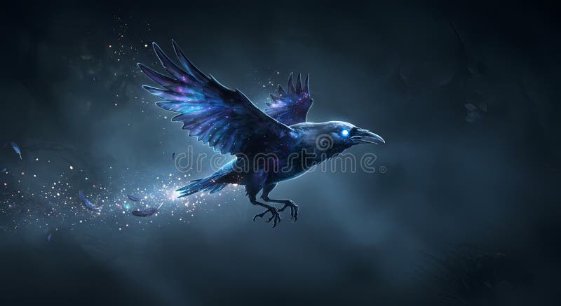 Surreal Raven Portrait Light Elements Unique Digital Design ...