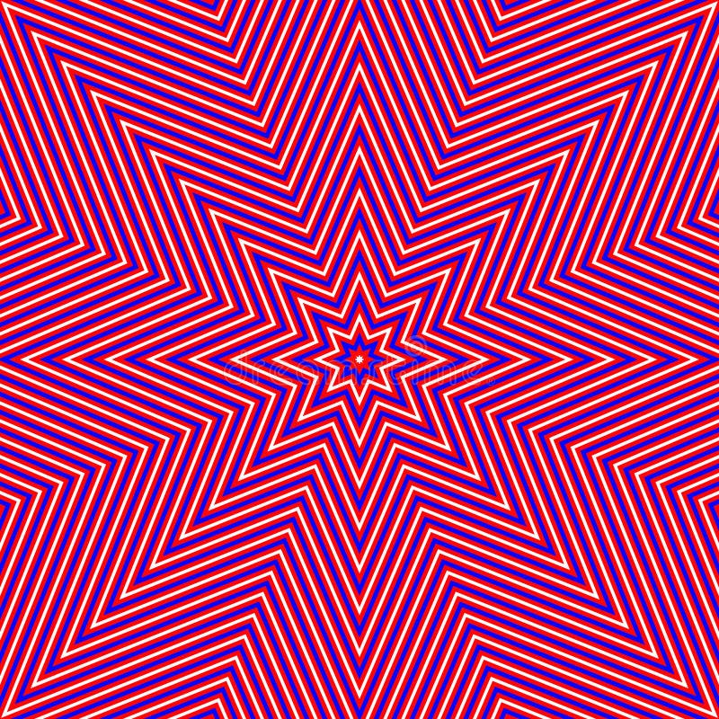 Surreal Red, Blue and White Striped Pattern Shaped As 8 Points Star ...