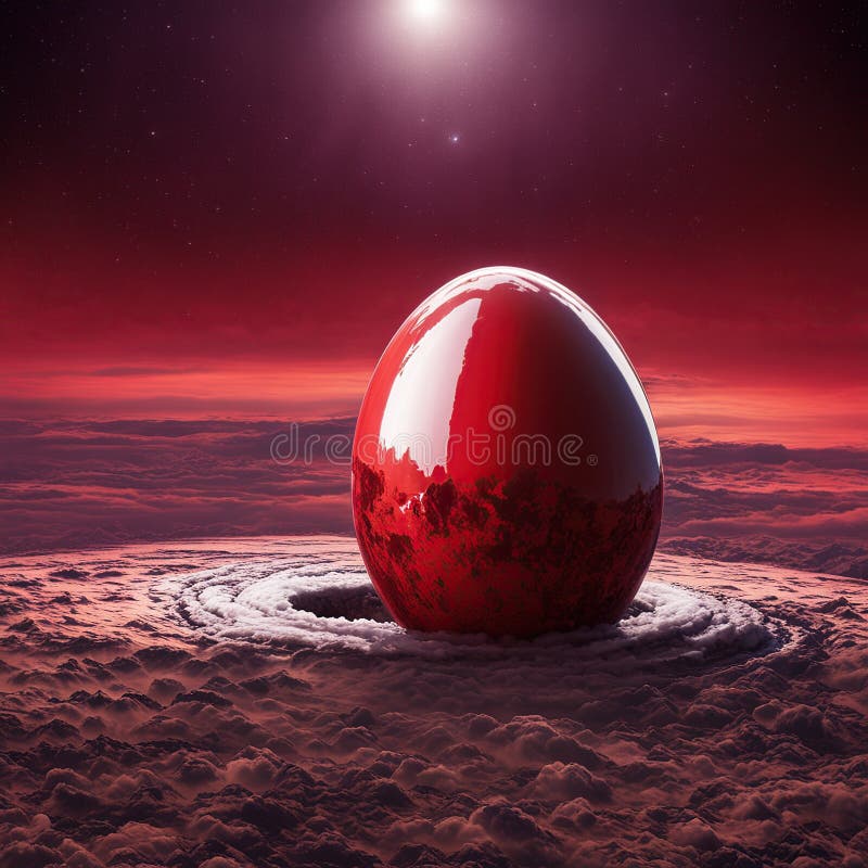 Surreal Red Egg on the Planet Stock Illustration - Illustration of ...