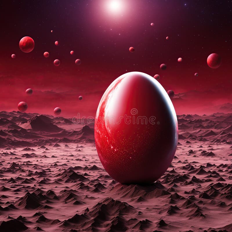 Surreal Red Egg on the Planet Stock Illustration - Illustration of ...
