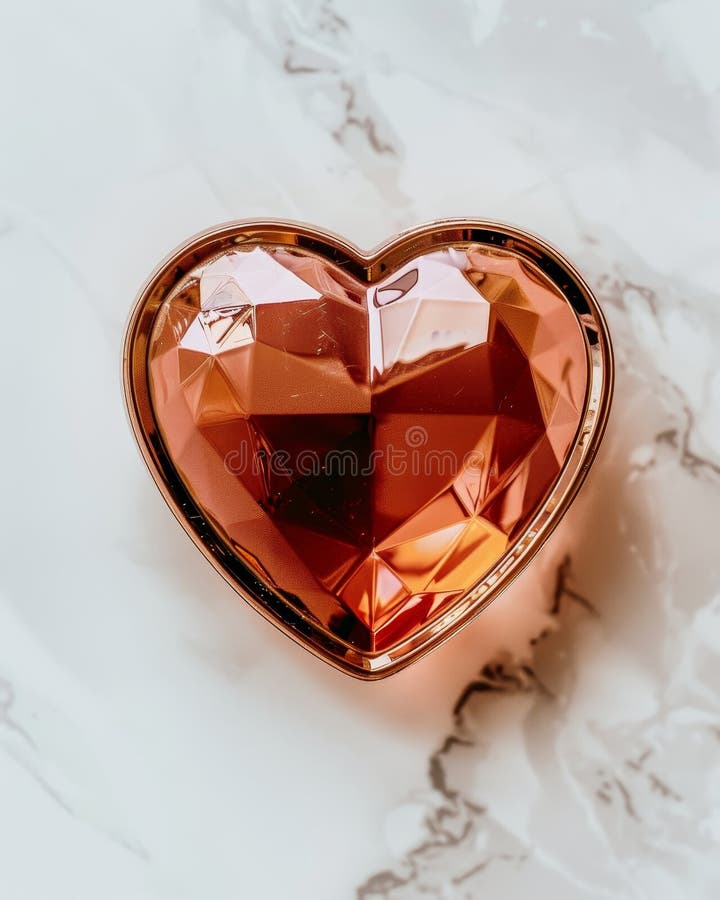 Surreal Red Metallic Heart Featuring Geometric Designs with Soft Light ...