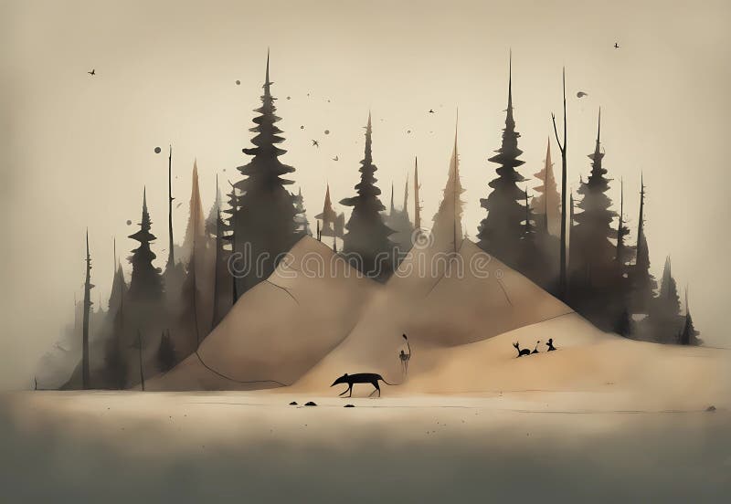 Surreal Relaxing Landscape- New Naturalism Background Stock ...