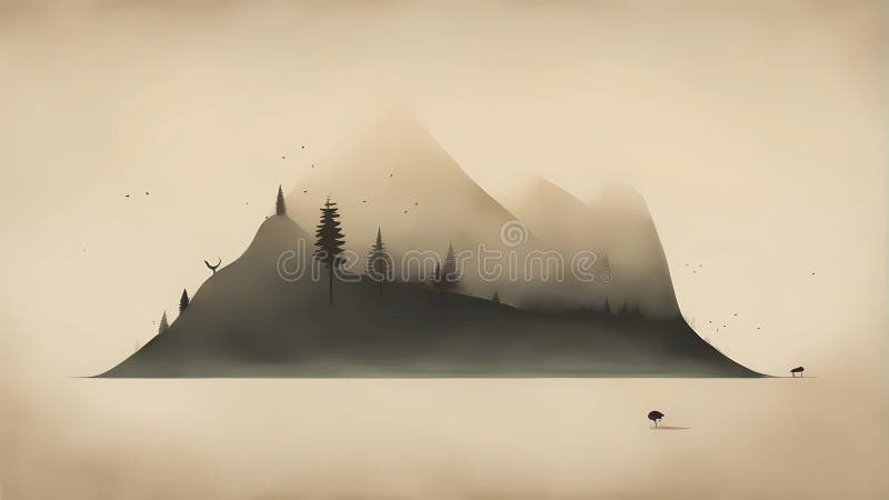 Surreal Relaxing Landscape- New Naturalism Background Stock ...